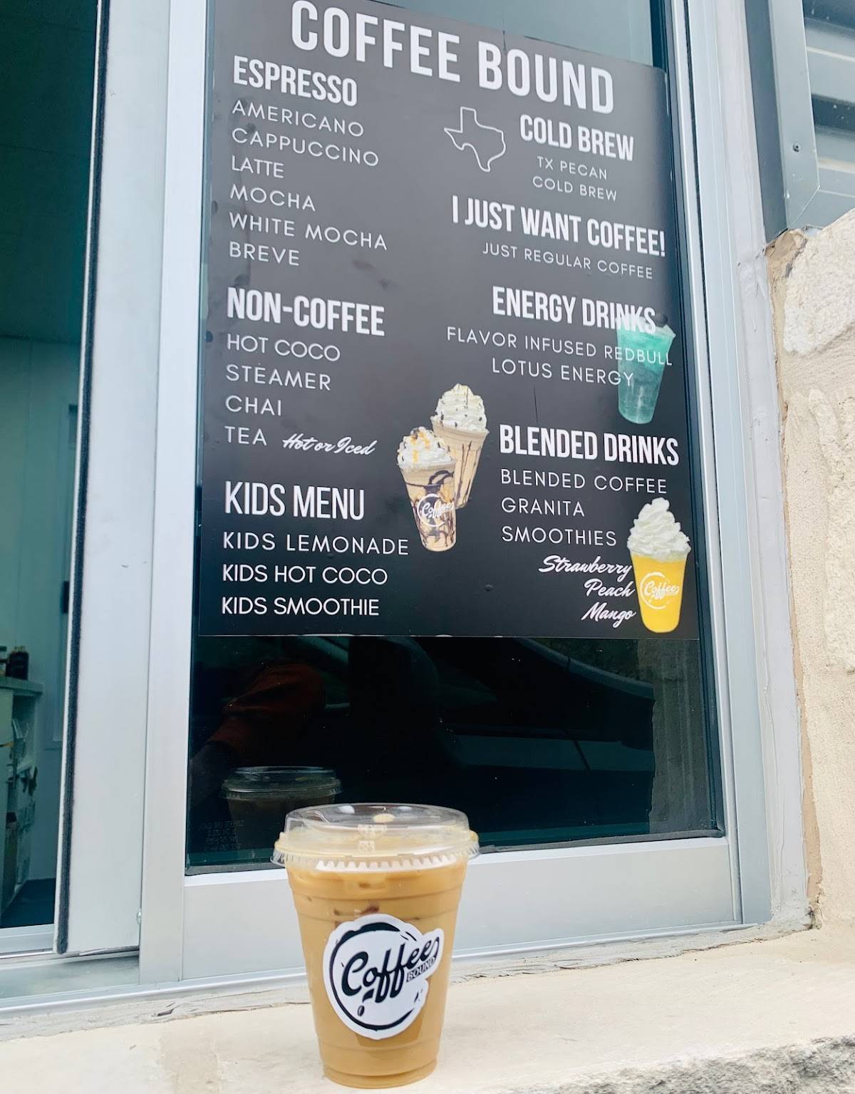 Menu at Coffee Bound, Schertz