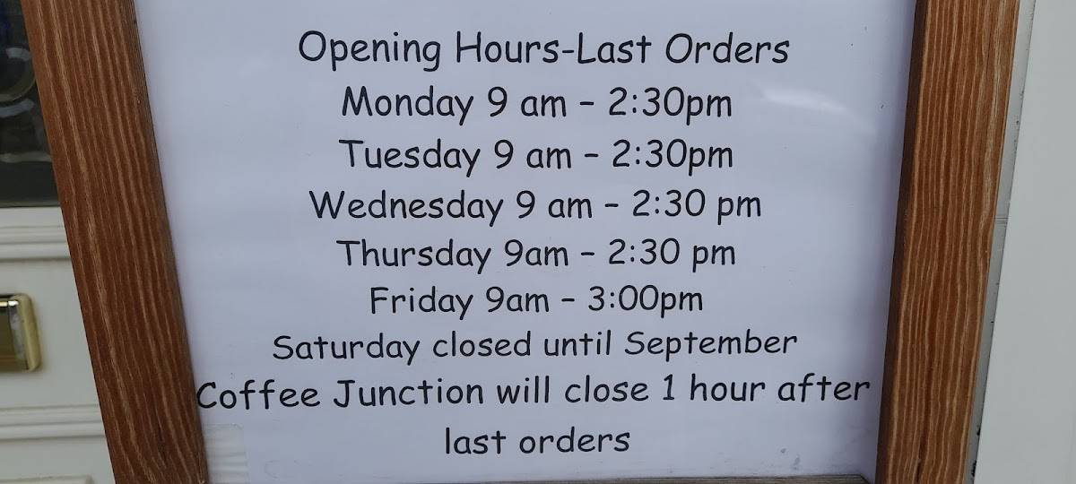 Menu at Coffee Junction cafe, Llandudno Junction