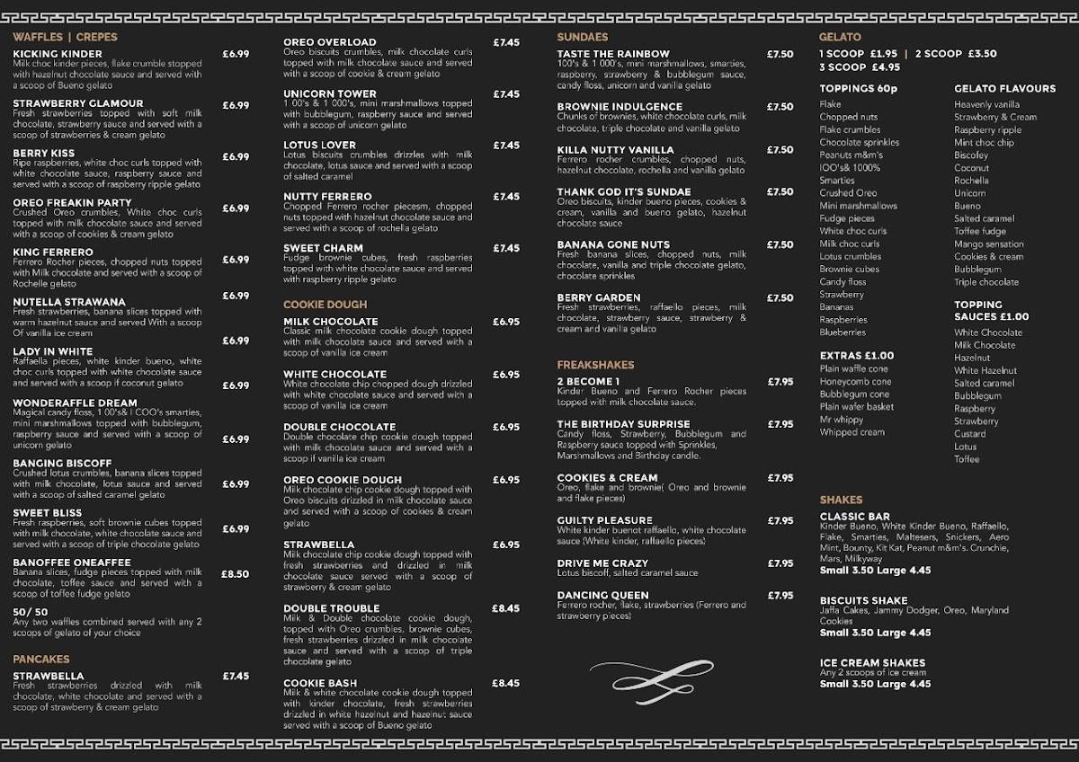 Menu at Coffee and Cream restaurant, Reading