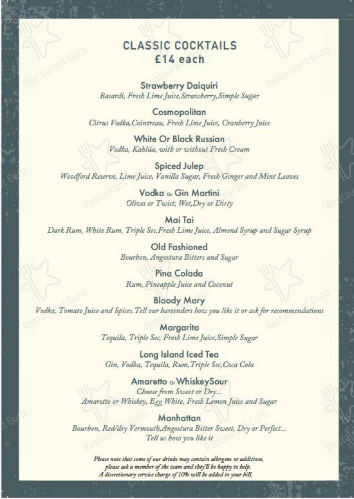 Menu at Collage Restaurant, Ringway
