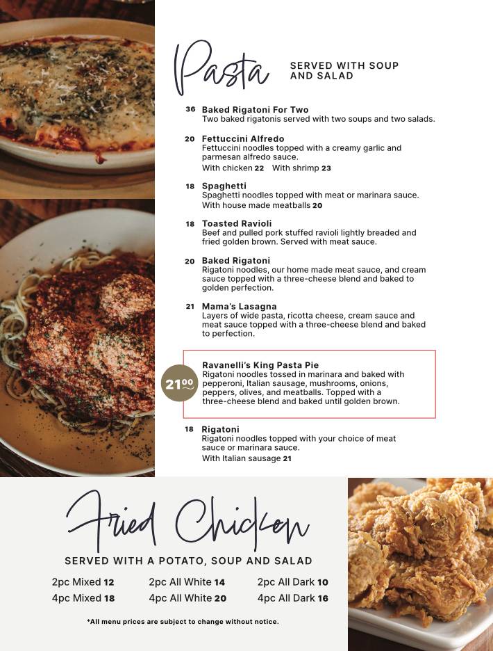 Menu at Ravanelli's Italian Steakhouse & Wine Bar, Collinsville, 26 ...