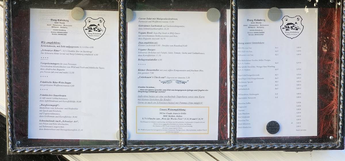 Speisekarte von Burg Colmberg Hotel & Restaurant, Colmberg, An der ...
