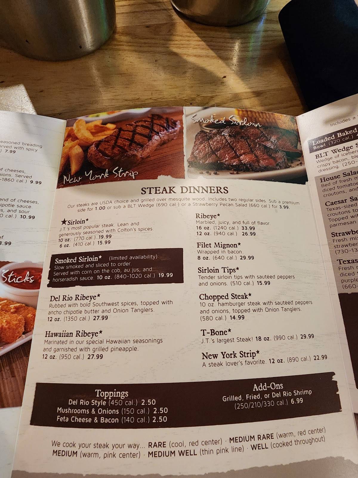 Menu at Colton's Steak House & Grill steakhouse, West Plains