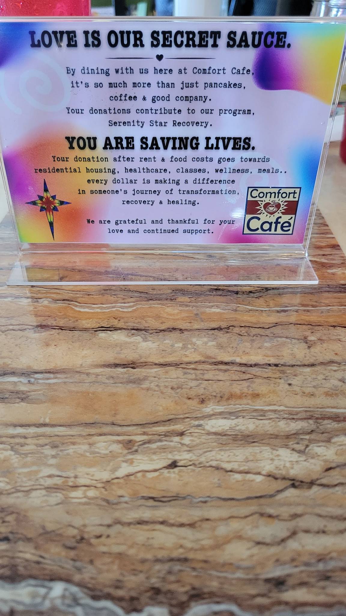 Menu at Comfort Cafe San Antonio - Bandera, Leon Valley