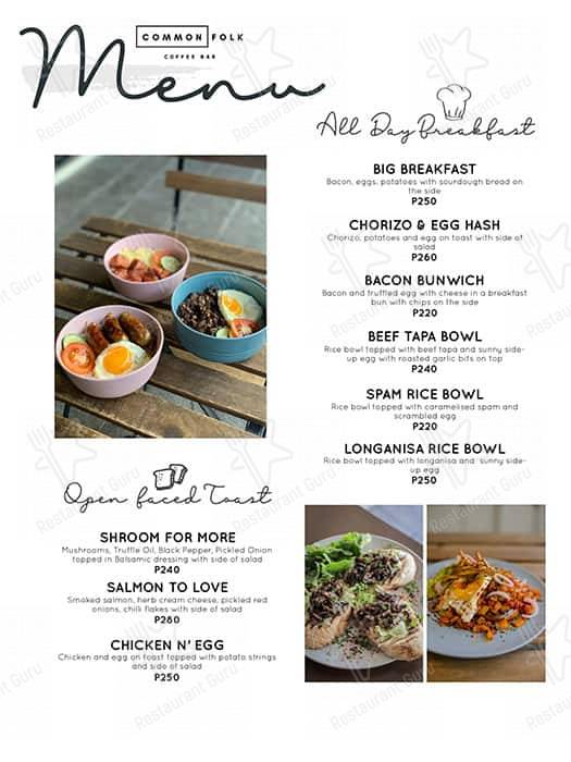 Menu at Common Folk Coffee Bar, Quezon City, 79 Katipunan Ave