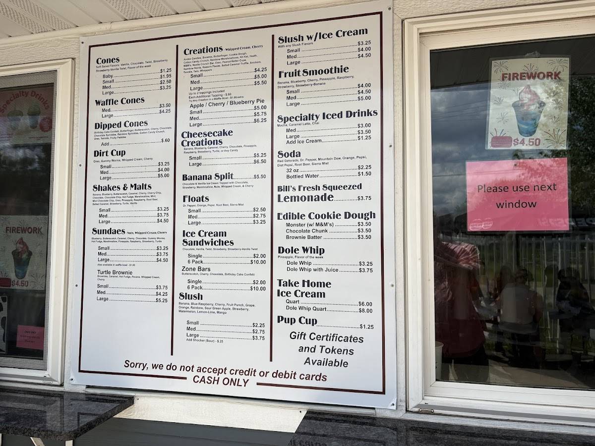 Menu at Cone Zone, Milton