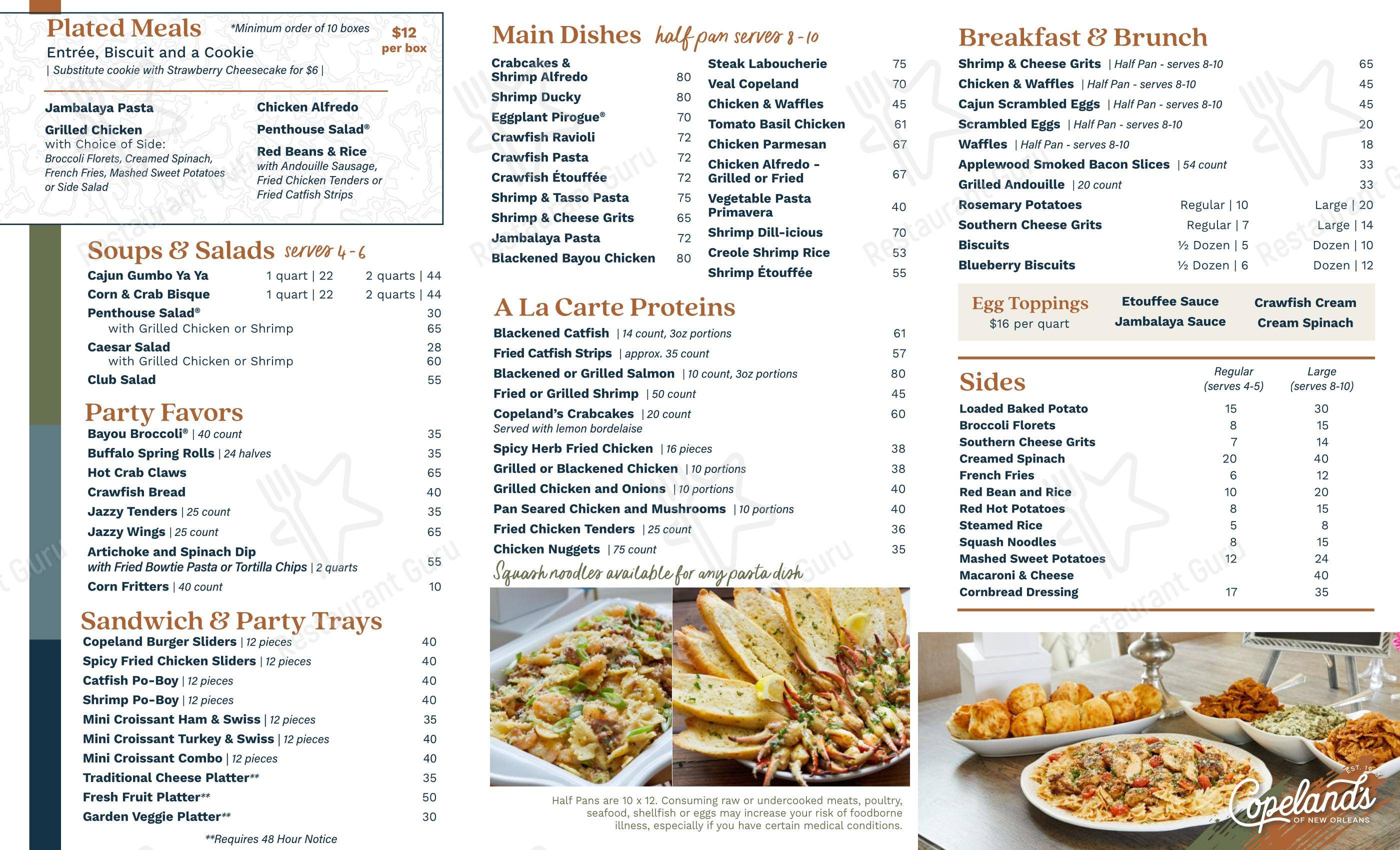 Menu at Copeland's of New Orleans steakhouse, Slidell, Gause Blvd