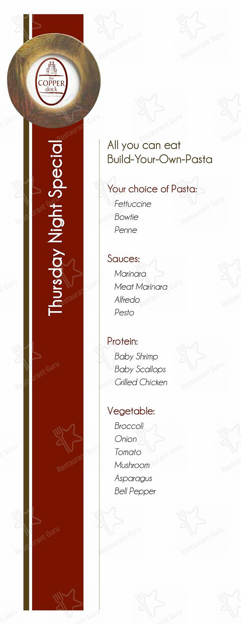 Menu at The Copper Dock restaurant, Richfield
