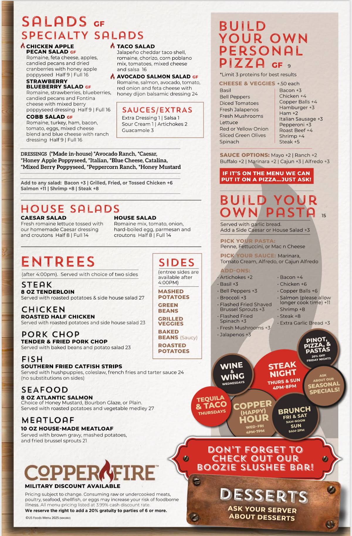Menu at Copper Fire pub & bar, Belleville