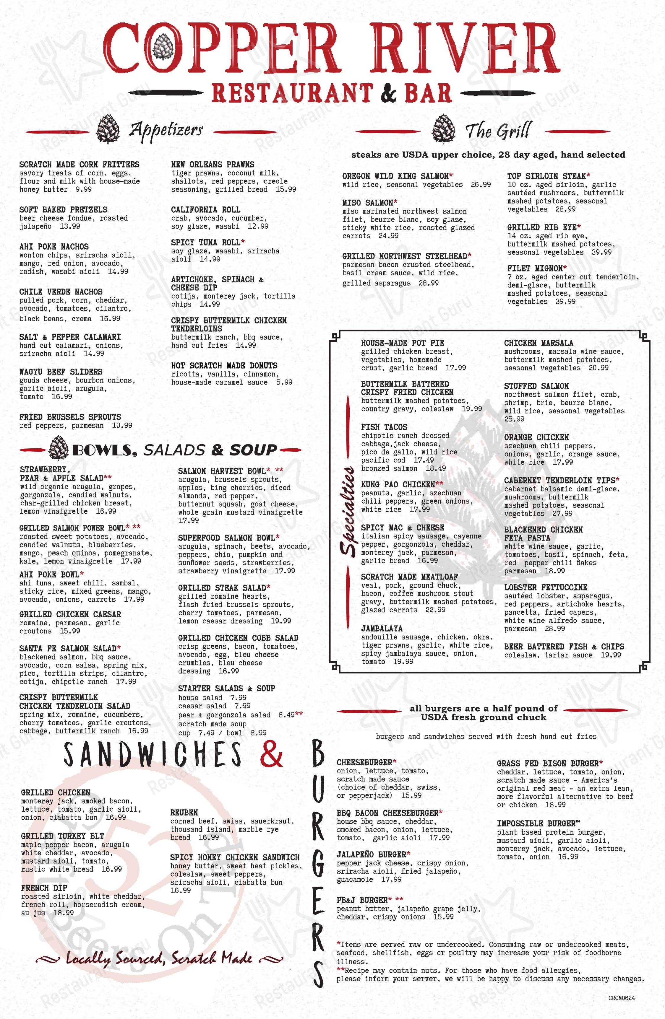 Menu at Copper River Restaurant & Bar, Hillsboro