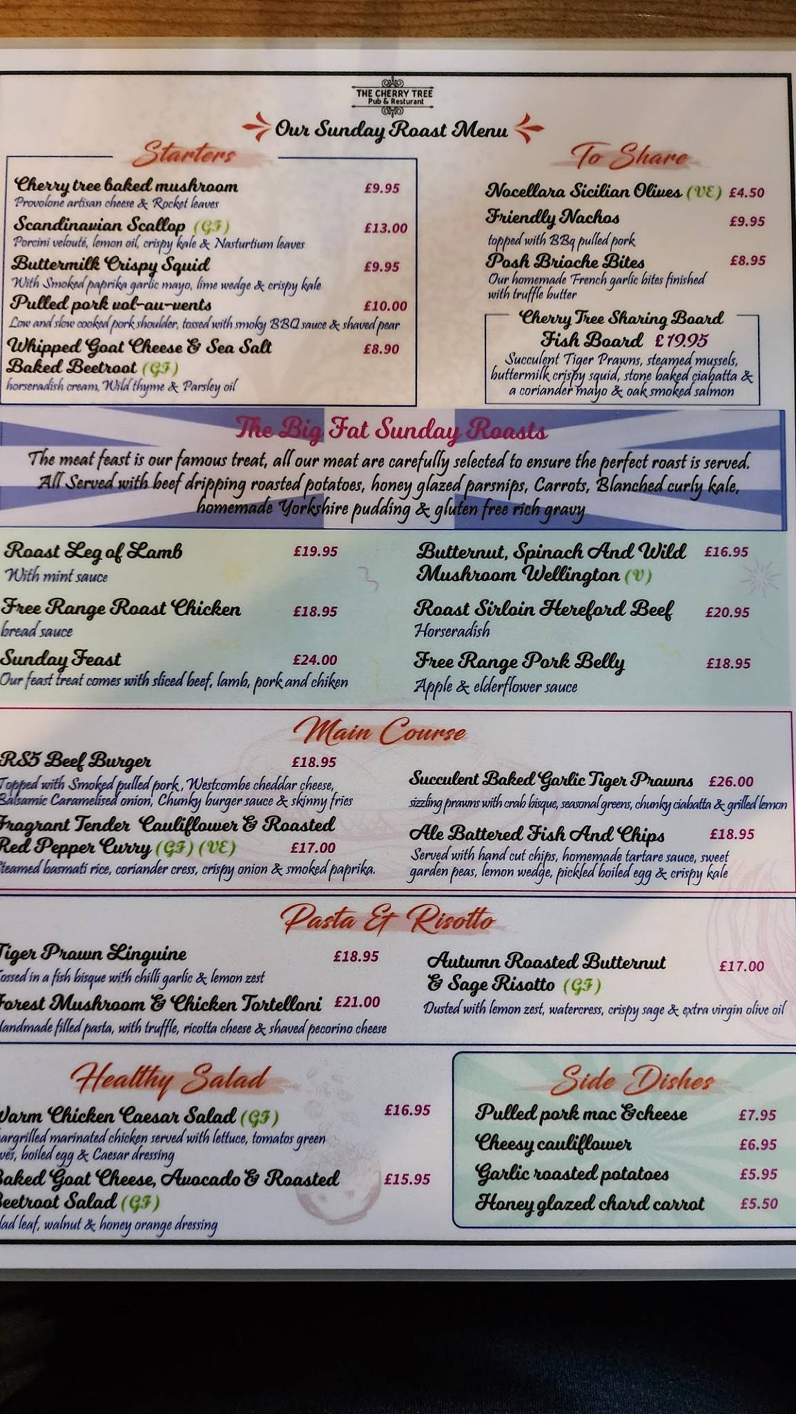 Menu at The Cherry Tree pub & bar, Crawley