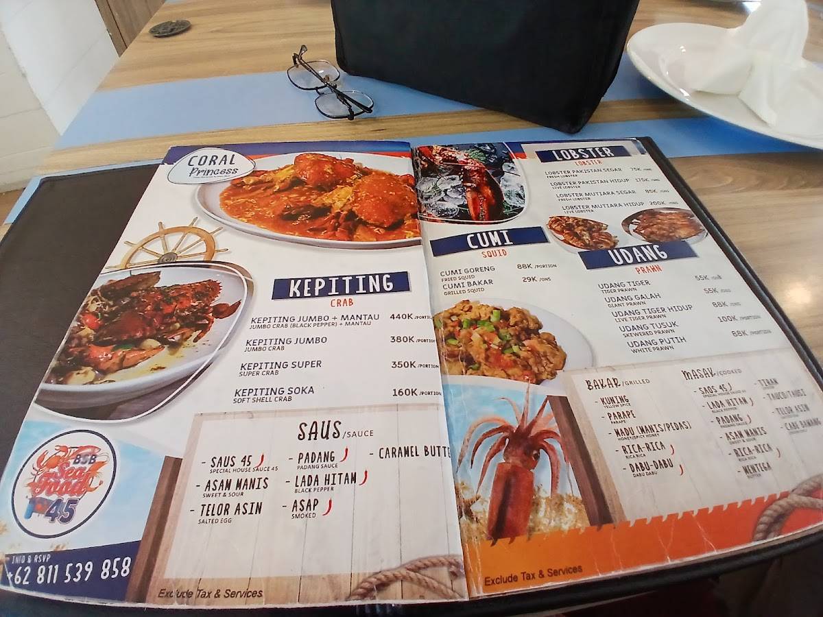 Menu at Coral Princess restaurant, Balikpapan