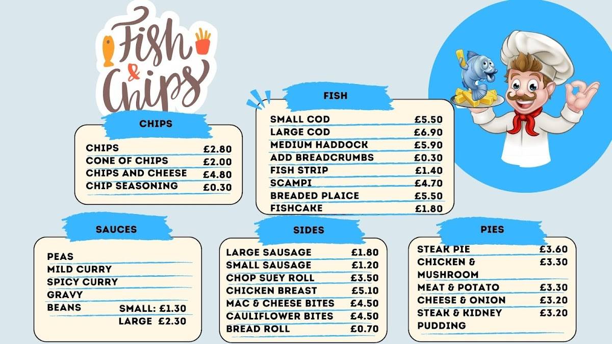 Menu at Coral Reef fast food, Nantwich, 36 Pillory St