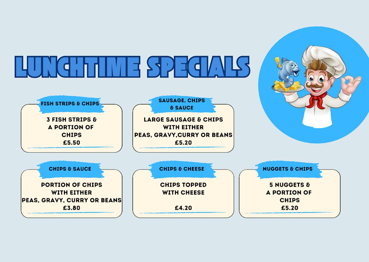 Menu at Coral Reef fast food, Nantwich, 36 Pillory St