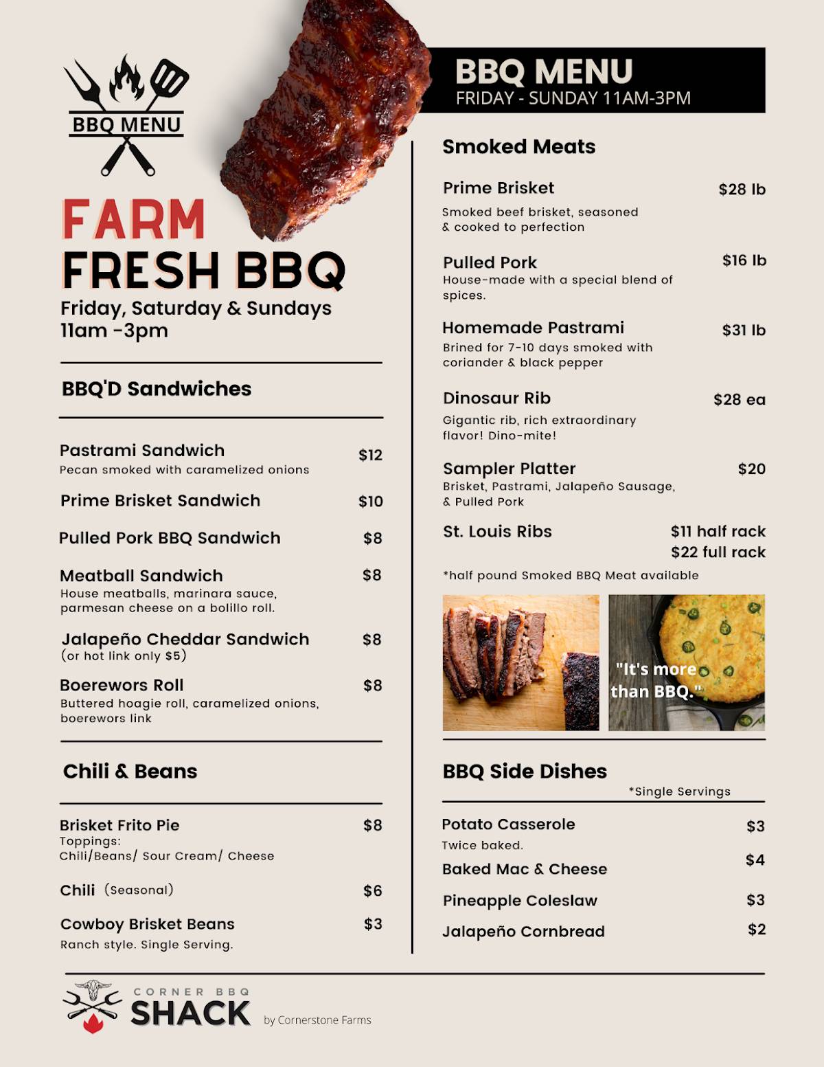 Menu at Corner BBQ Shack, McKinney
