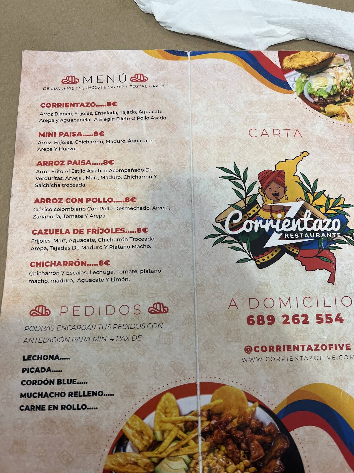 Carta del restaurante Corrientazo CZ10, Gijón