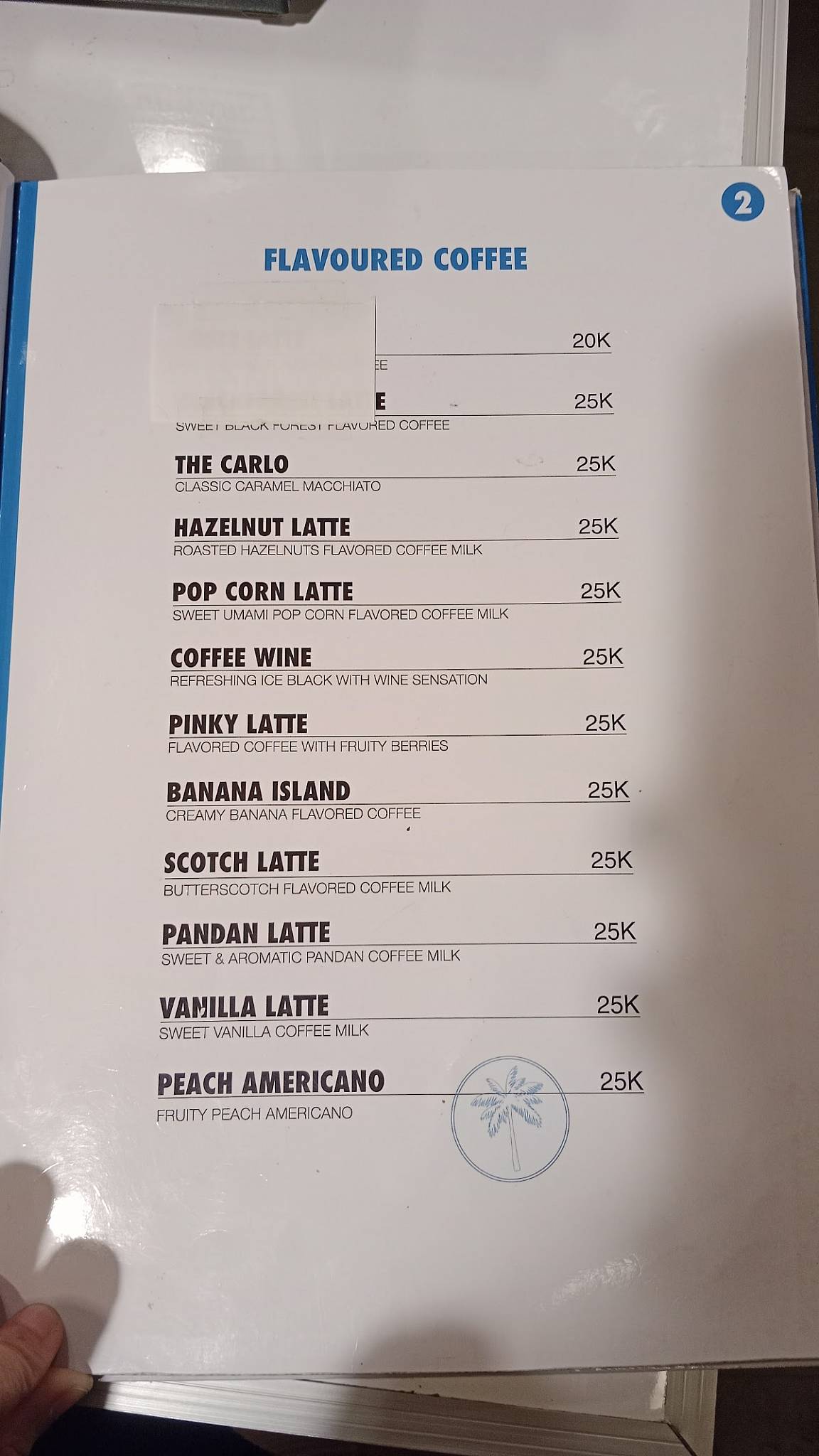 Menu at Coste Coffee restaurant, Surabaya
