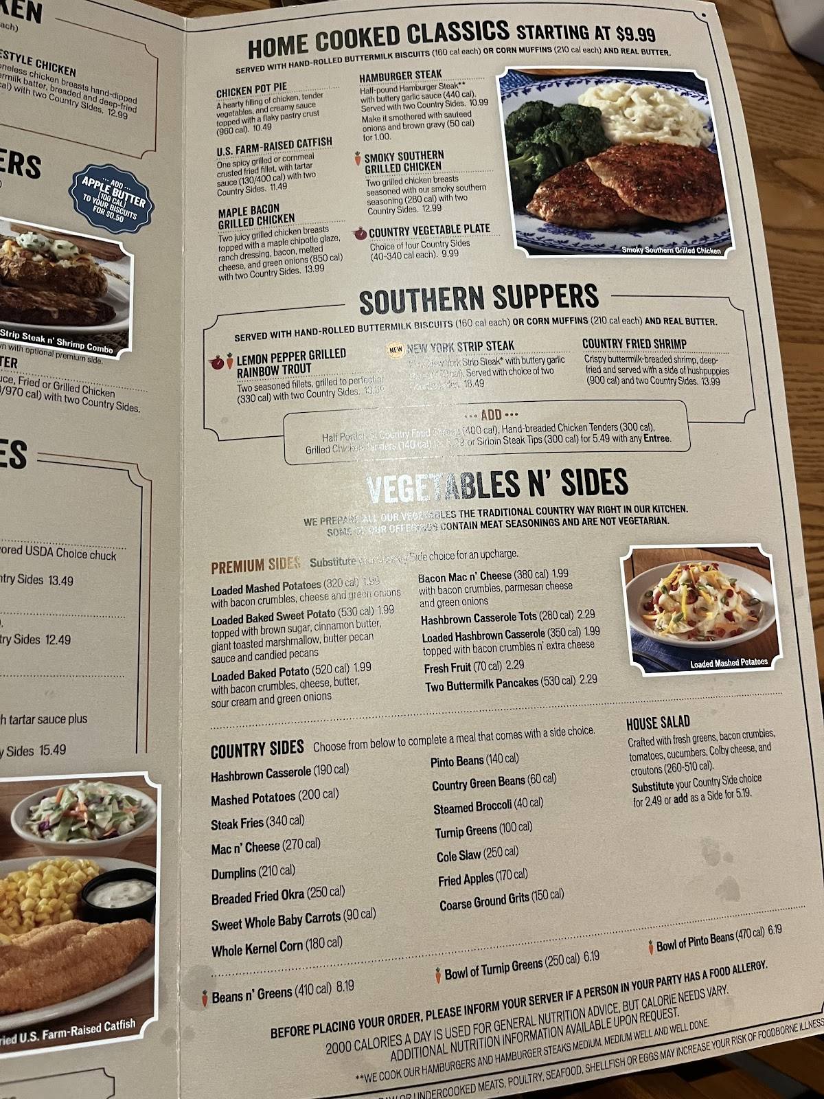 Menu at Cracker Barrel Old Country Store, Waynesboro