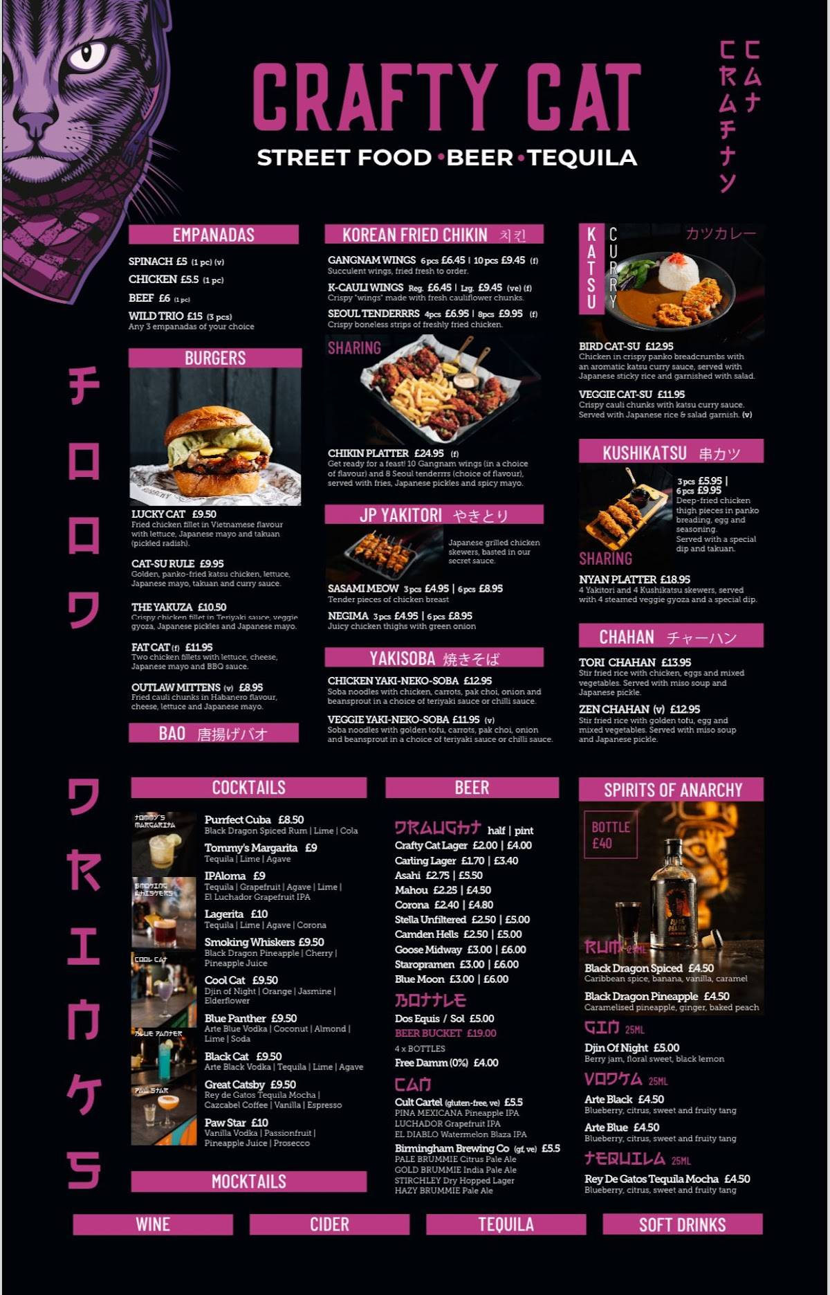 Menu at Crafty Cat pub & bar, Solihull