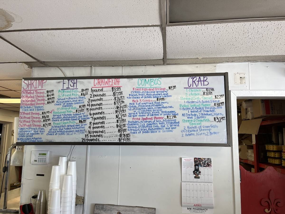 Menu at Crawfish Hole restaurant, Natchitoches, 119 South Dr