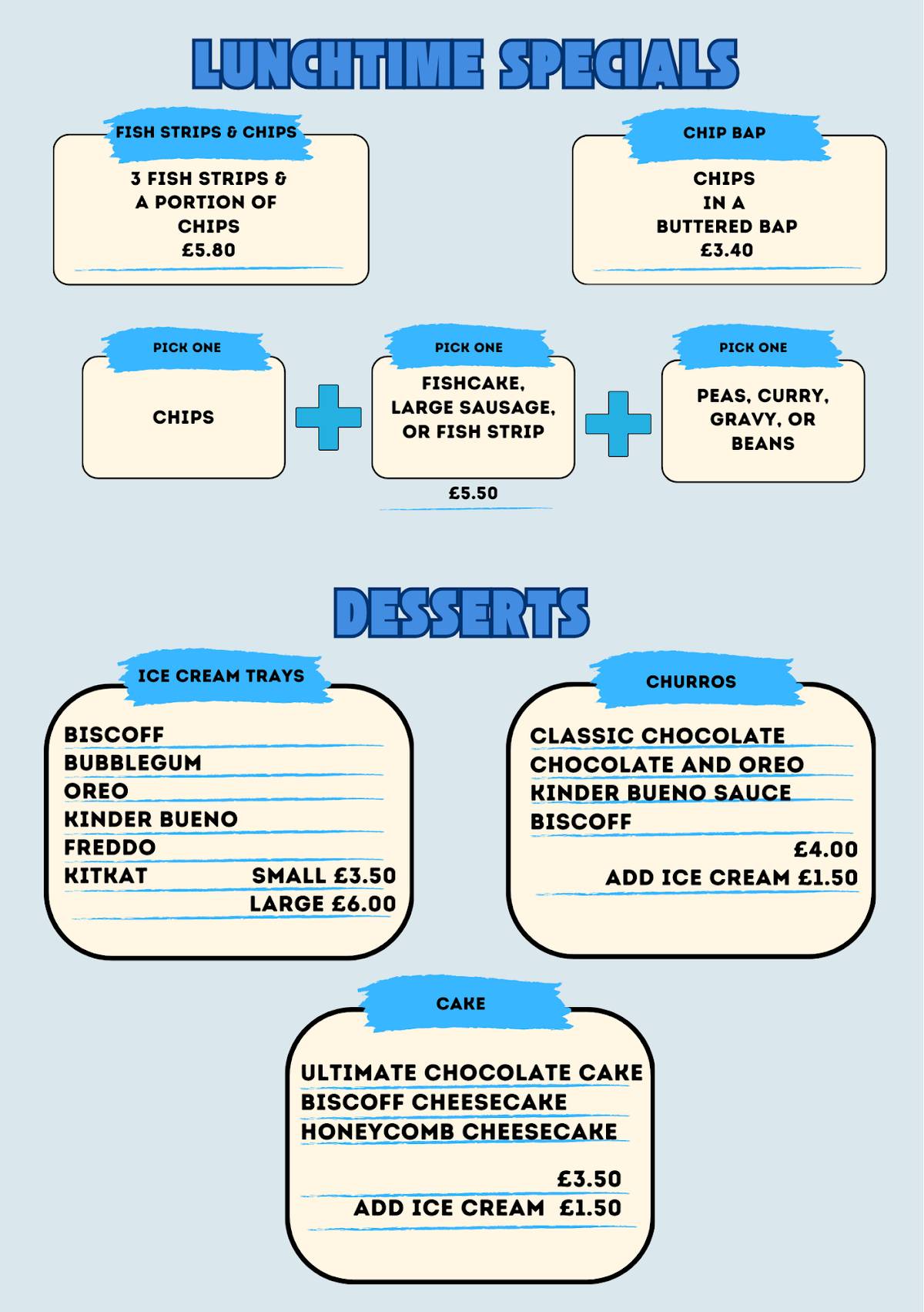 Menu at Coral Reef fast food, Nantwich, 36 Pillory St