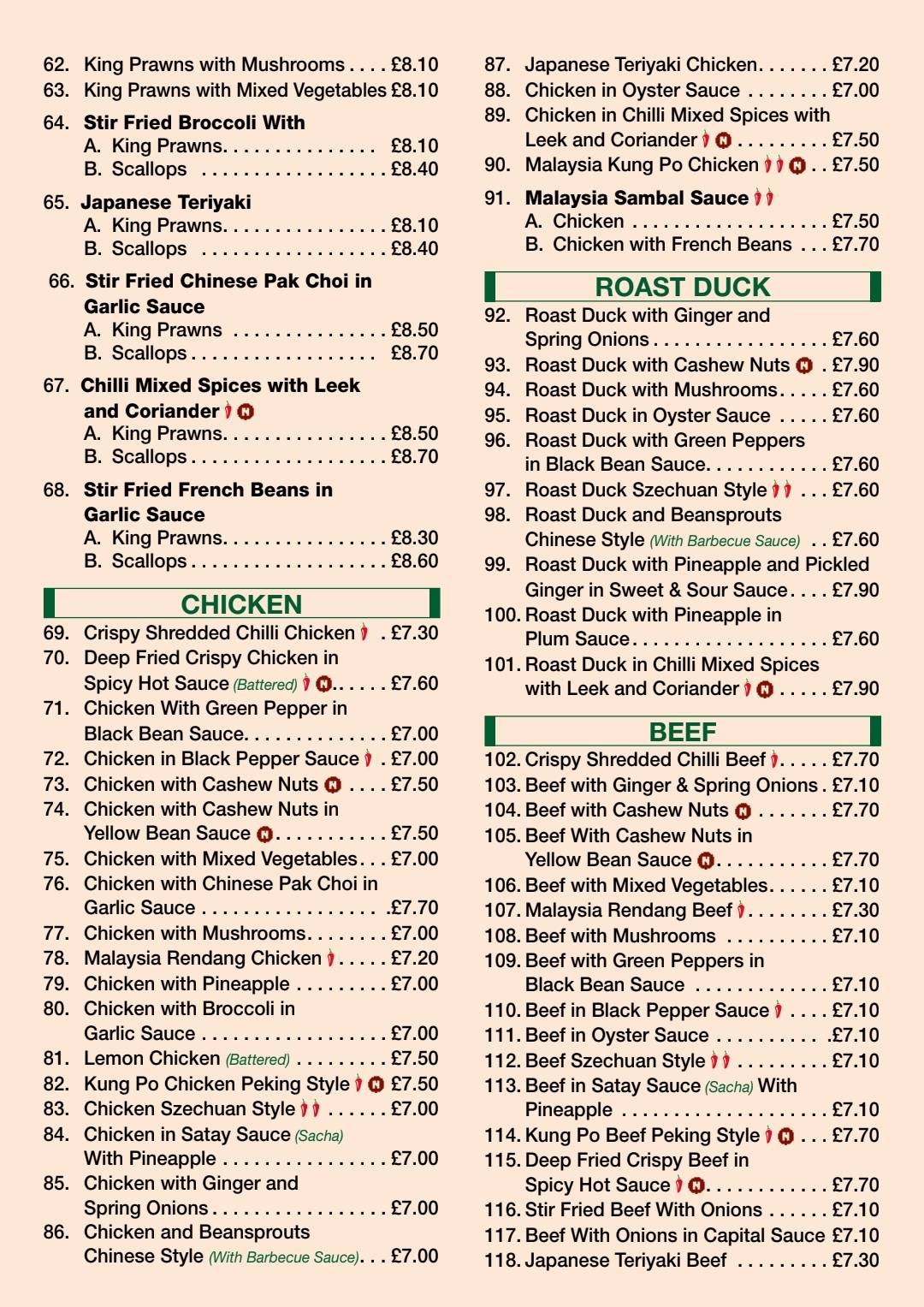 Menu at Crispy Duck Takeaway restaurant, Hanslope