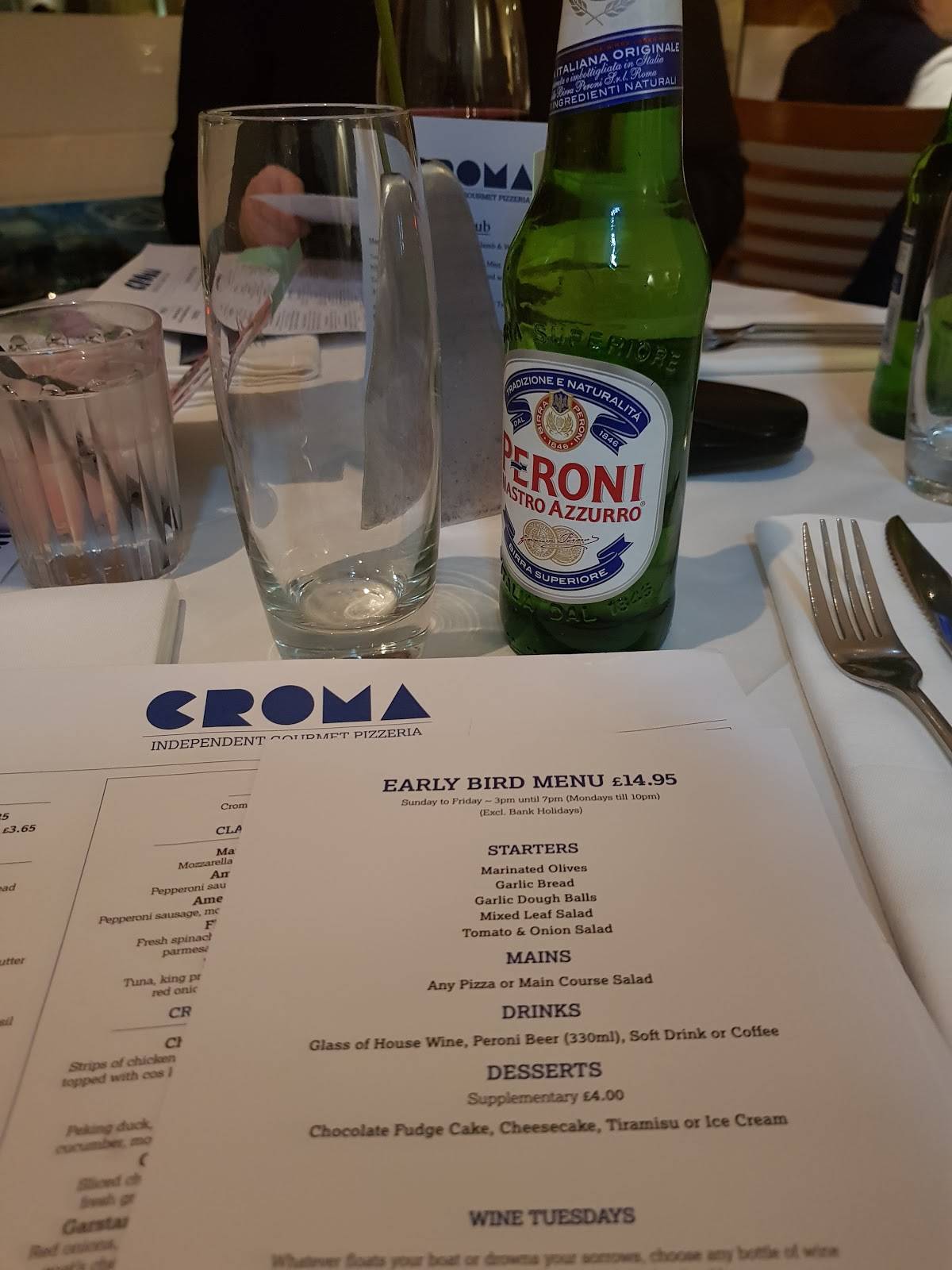 Menu at Croma Prestwich restaurant, Manchester, 30 Longfield Centre