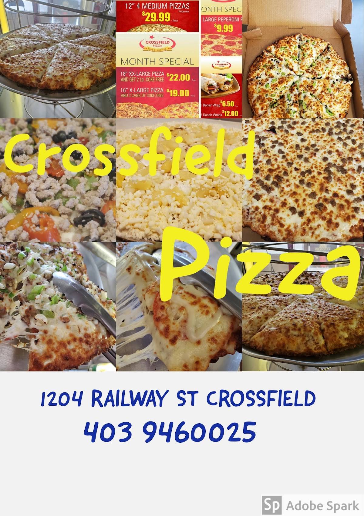 Menu at Crossfield Pizza pizzeria, Crossfield