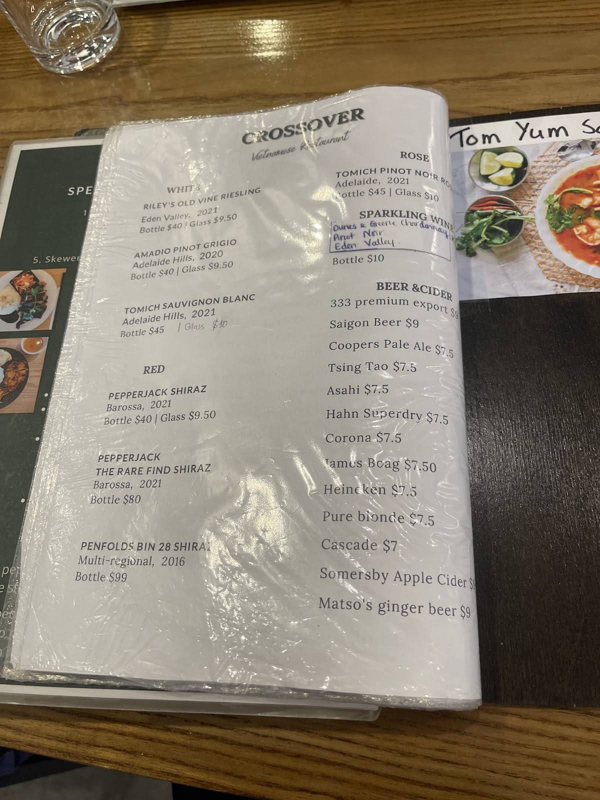 Menu at Crossover Vietnamese Restaurant, Torrensville