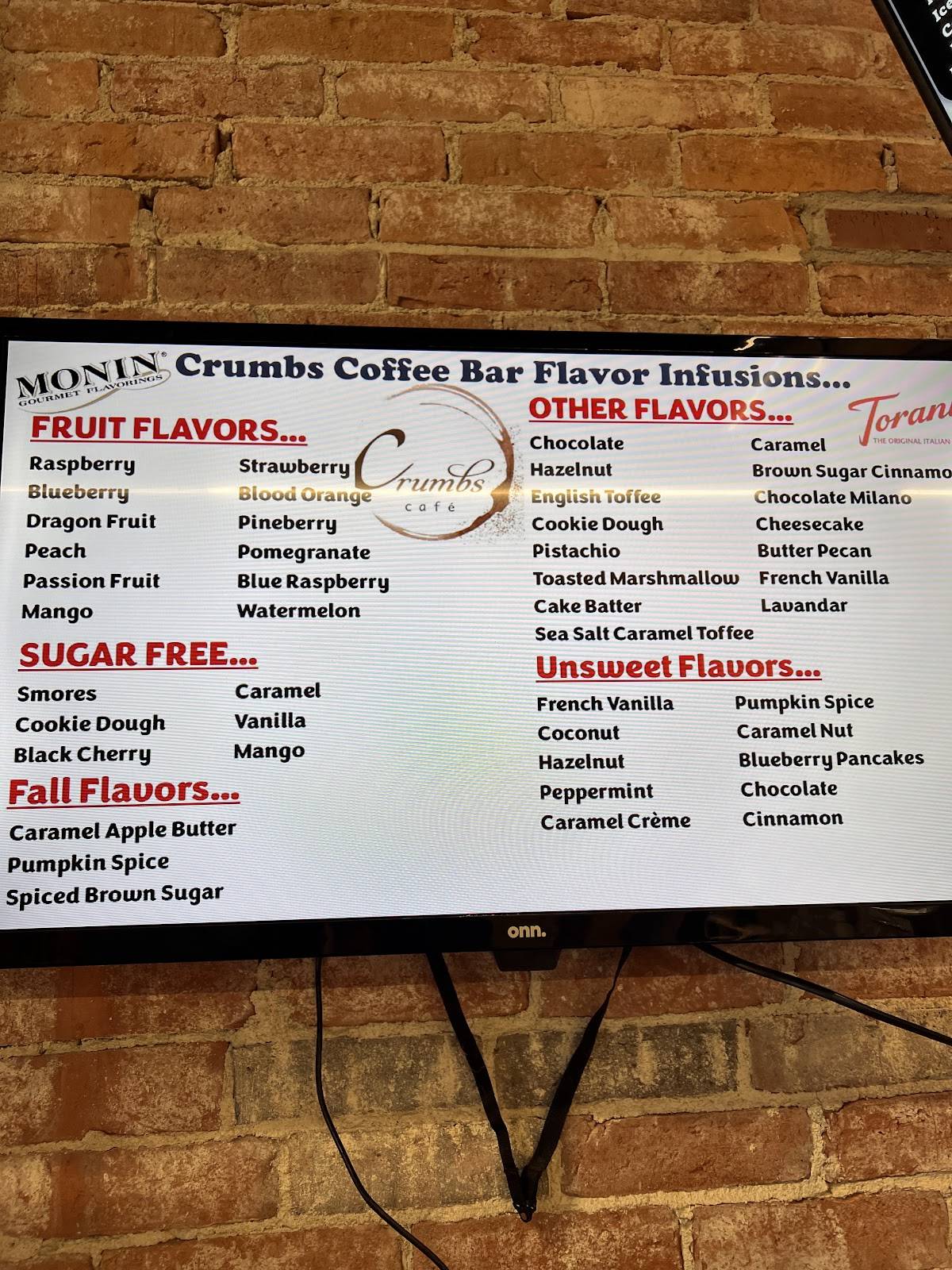 Menu at Crumbs Cafe & Coffee Bar, Calais, 405 Main St
