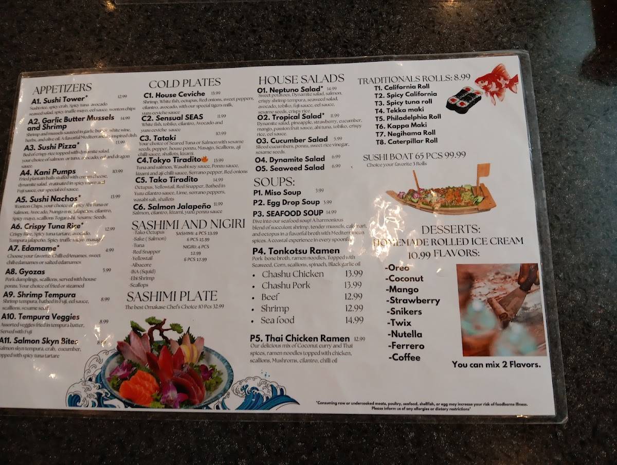 Menu at Crunch Fusion Sushi restaurant, West Valley City