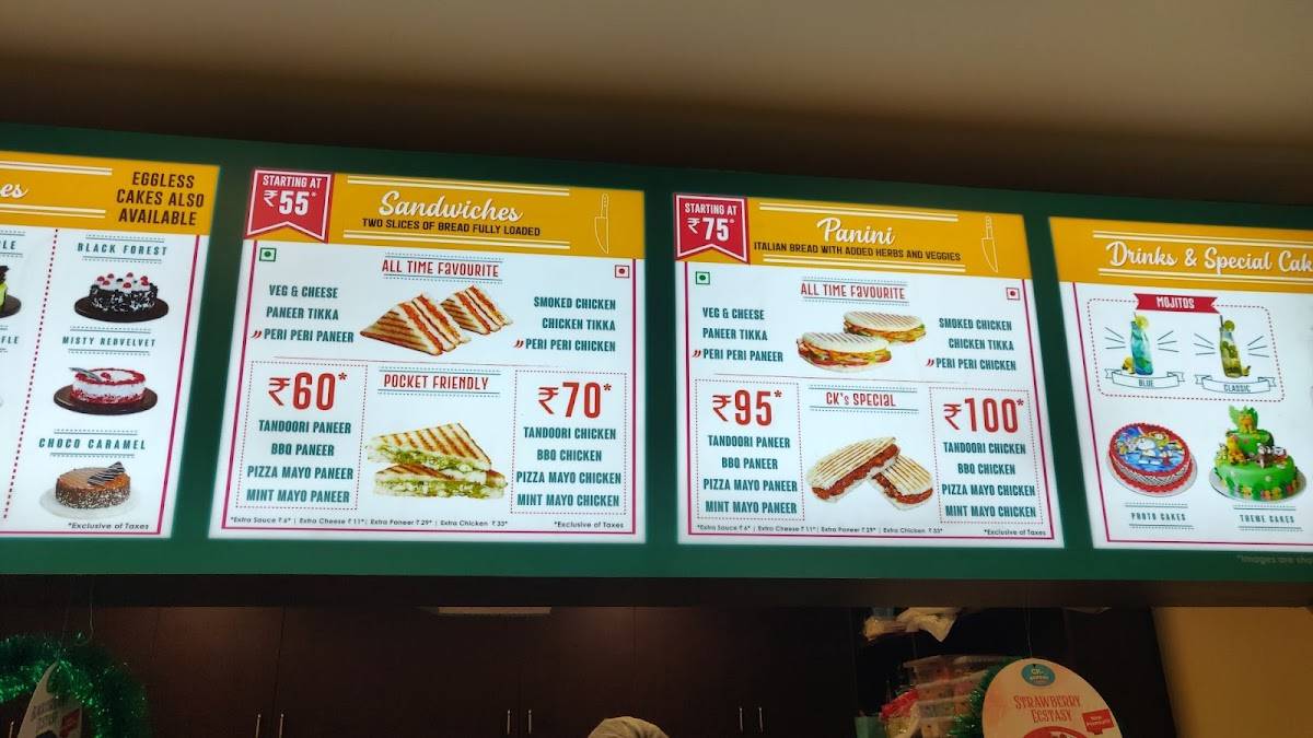 Menu at CK's Bakery, Cuddalore