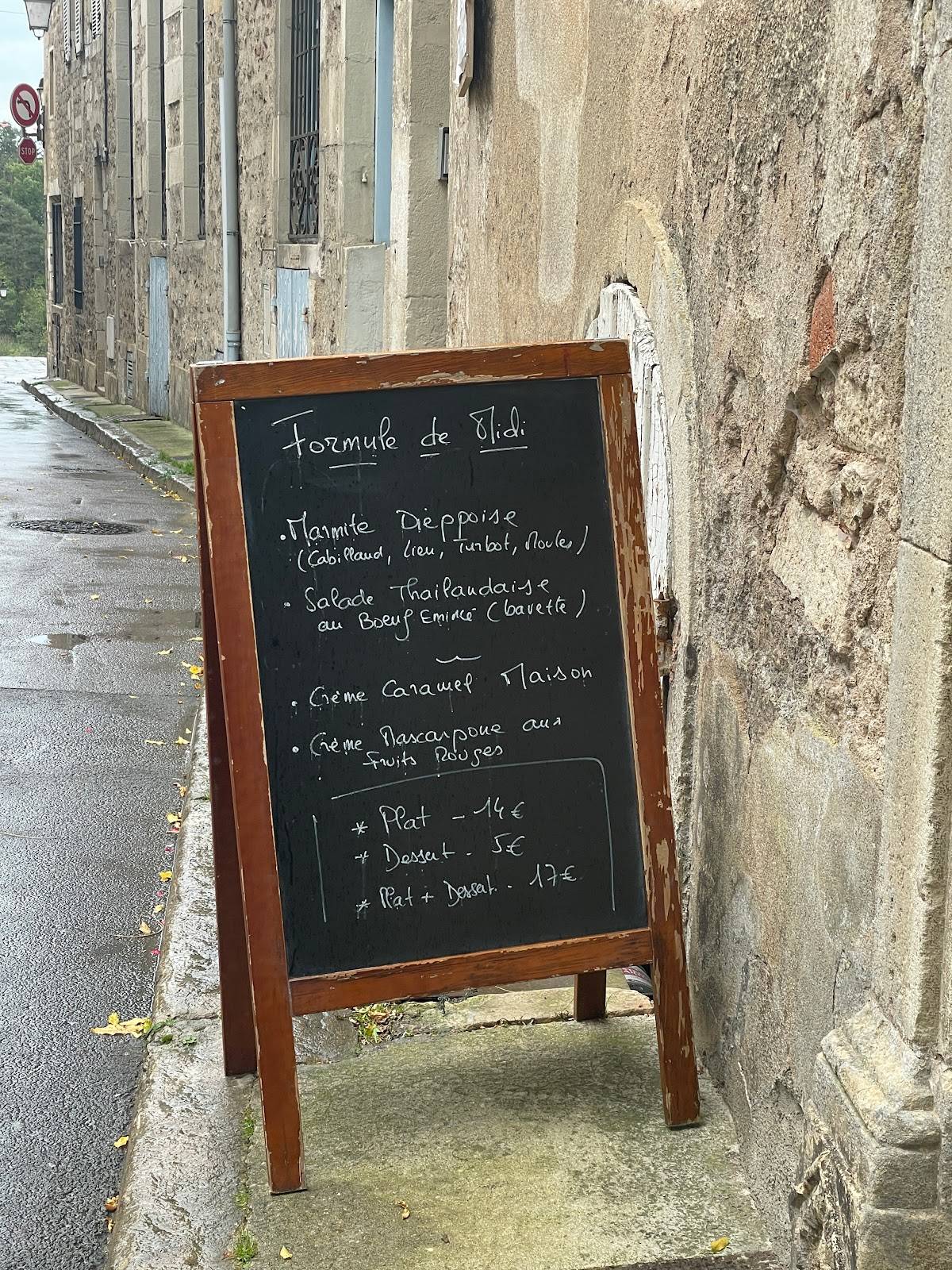 Menu au Cuisine Angeline restaurant, Avallon