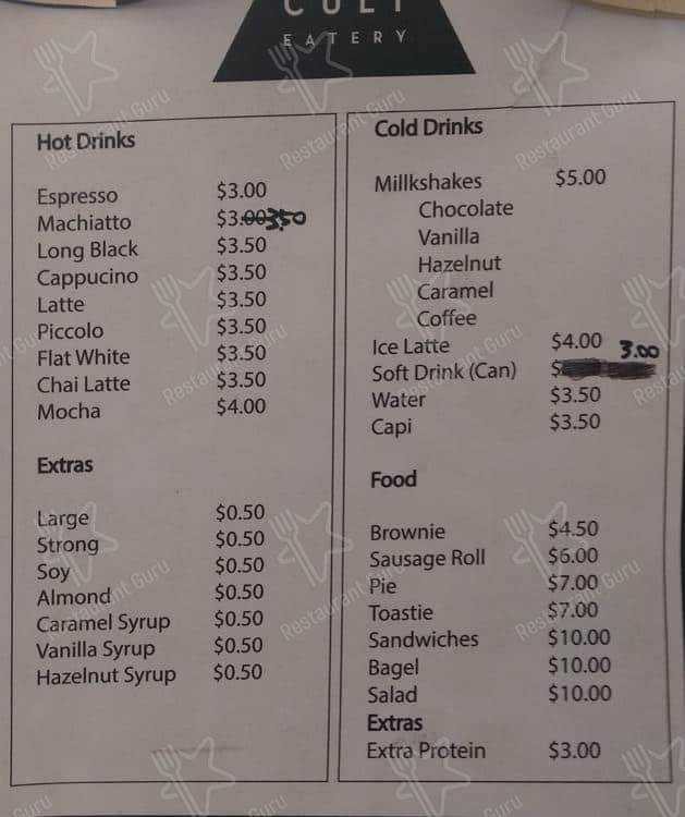 Menu at Cult Eatery fast food, North Ryde
