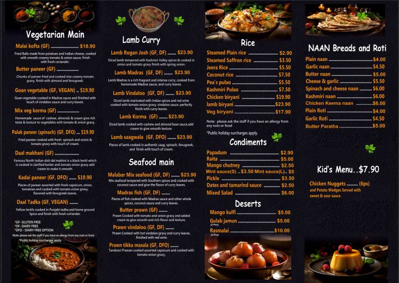 Menu at Curry Legends restaurant, Longford