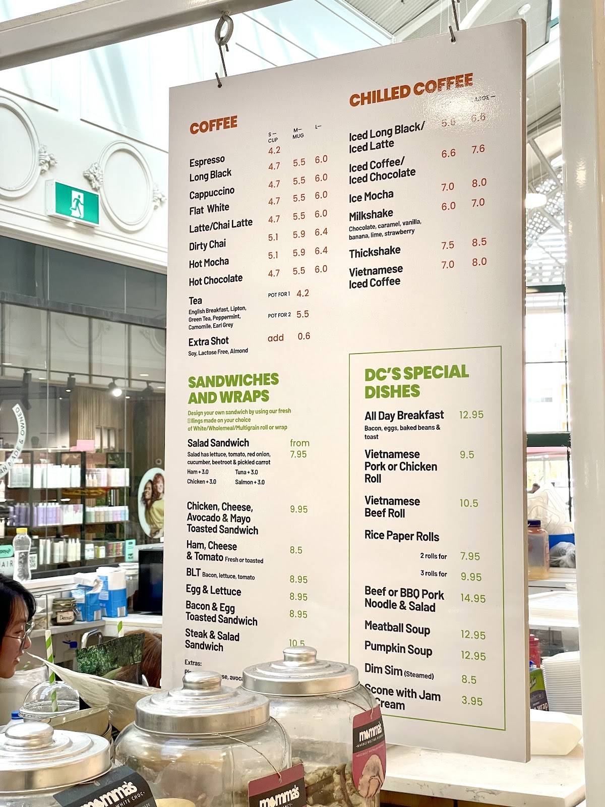 Menu at DC's Café restaurant, Greenbank