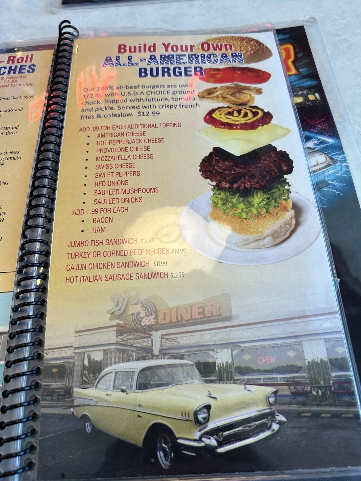 Menu at DJ's 50'S & 60'S Diner restaurant, Fairmont