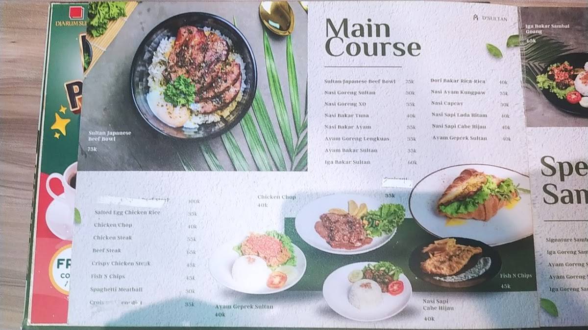 Menu at D’Sultan Cafe Tuban, Tuban