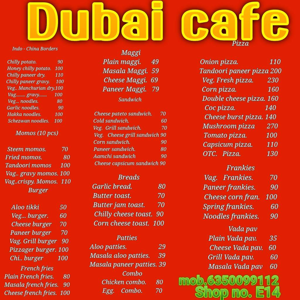 Menu at DUBAI CAFE, Jaipur
