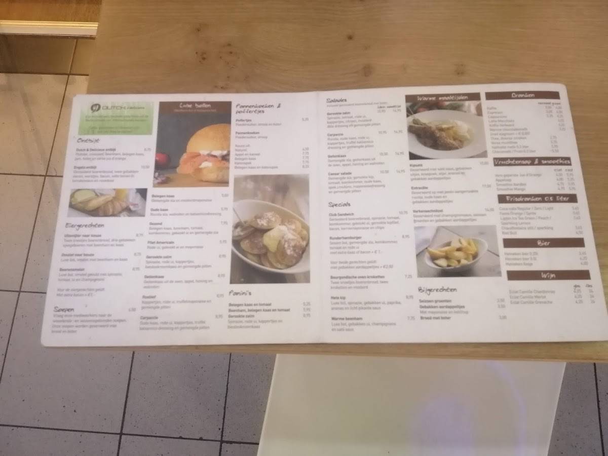 Menu at DUTCH & Delicious, Schiphol