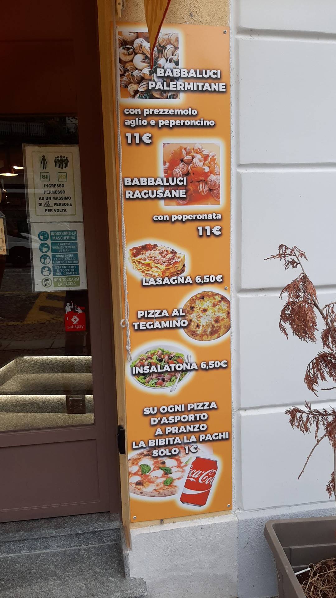 Menu at Da Adamo pizzeria, Ivrea