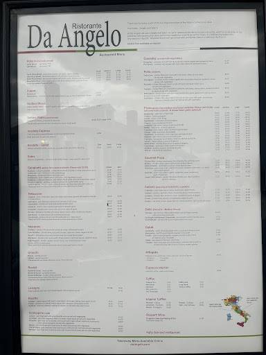 Menu at Da Angelo Ristorante restaurant, Battery Point