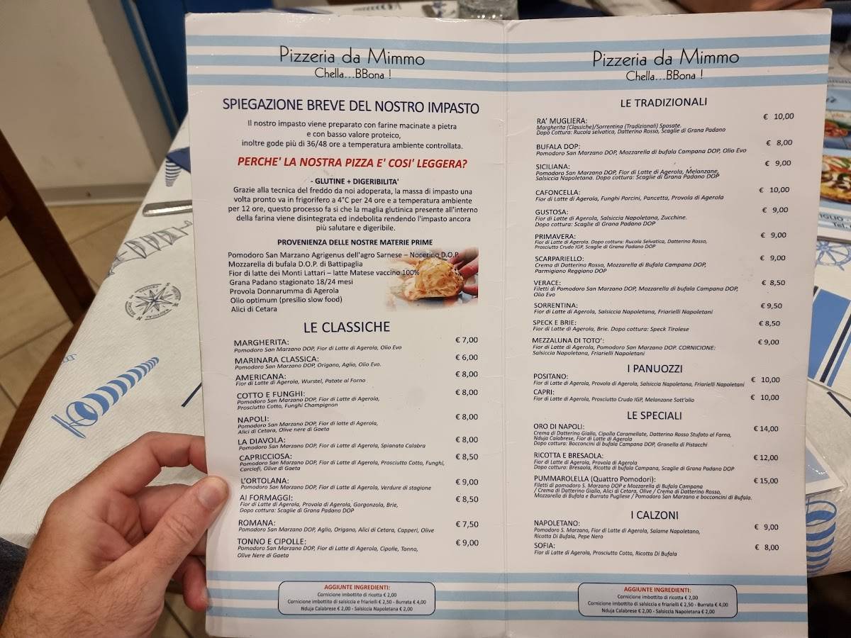 Menu da Pizzeria da Mimmo, Treviglio