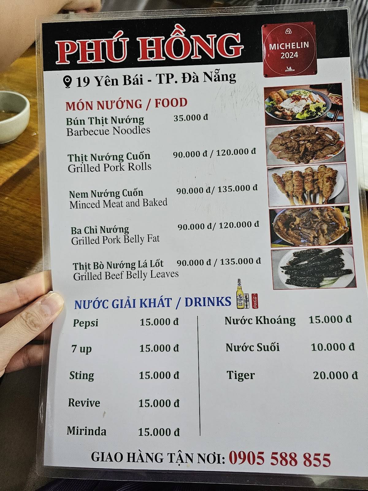 Menu at Quán ăn Ngon Phú Hồng restaurant, Da Nang