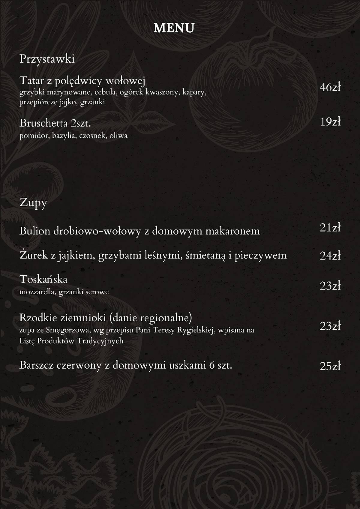 Menu at Imbirowa - Restauracja restaurant, Dabrowa Tarnowska