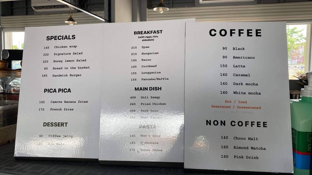 Carta de Daleachious Cafe - Ecoland Branch, Dávao