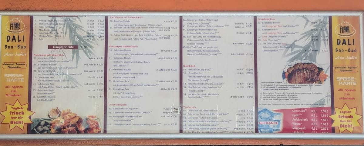 Speisekarte von Dali BAO BAO restaurant, Filderstadt