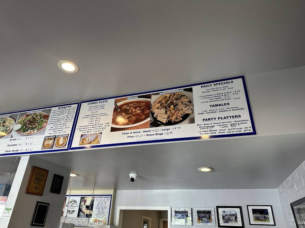 Menu at Danny's Donut House restaurant, Caruthers, W Tahoe Ave