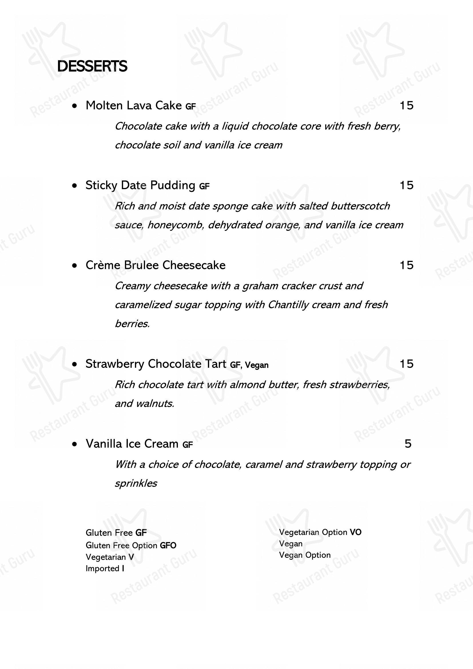 Menu at Darwin Sailing Club, Fannie Bay