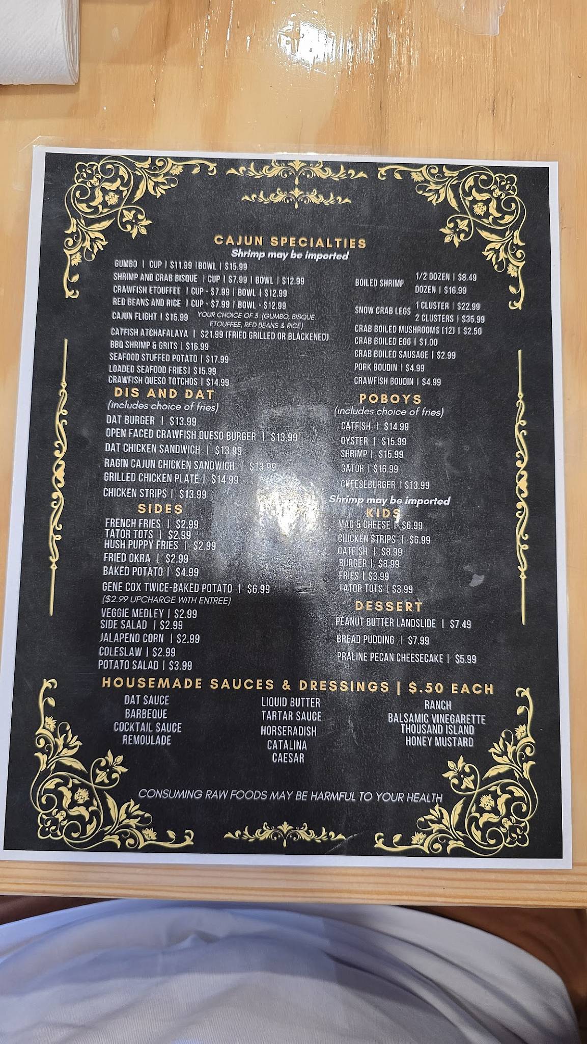 Menu at Dat Catfish Place pub & bar, West Monroe